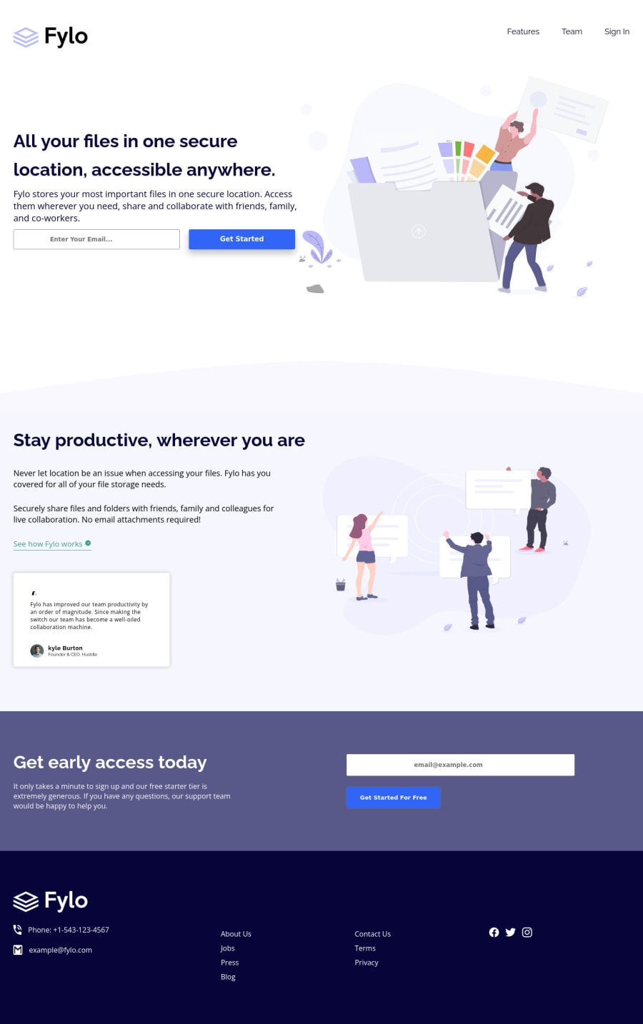 Frontend Mentor Fylo Responsive Landing Page Using Flexbox And Css Grid Coding Challenge Solution