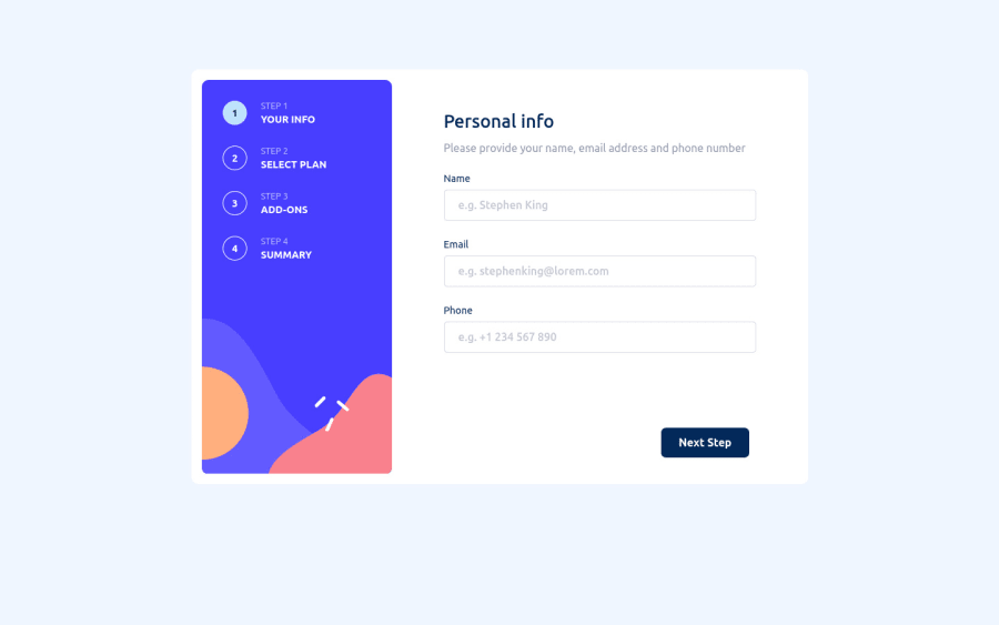 Frontend Mentor | Multi-step-form using React and Sass coding challenge ...