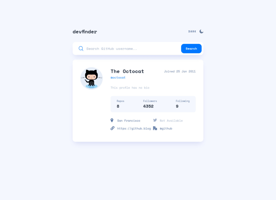 Frontend Mentor Github User Search App Using React Css Grid And A11y Coding Challenge Solution