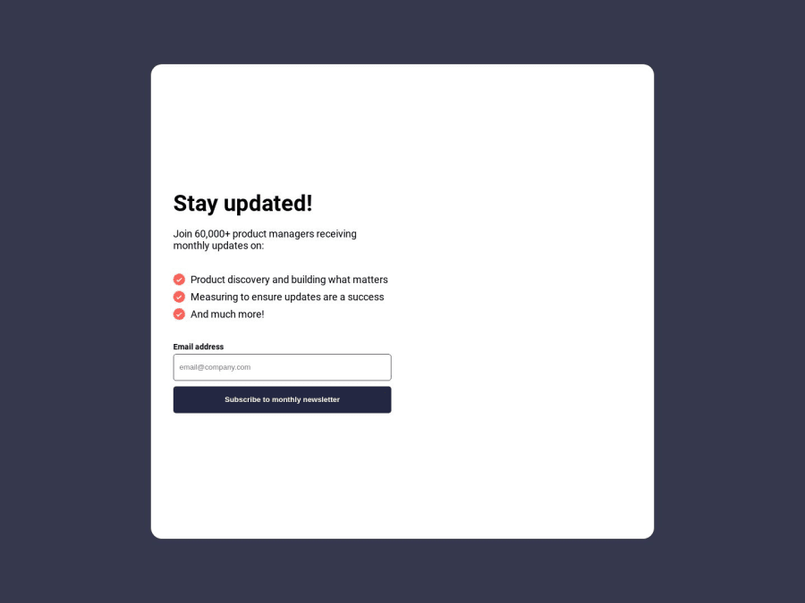 Frontend Mentor Newsletter Sign Up Form With Success Message Solution