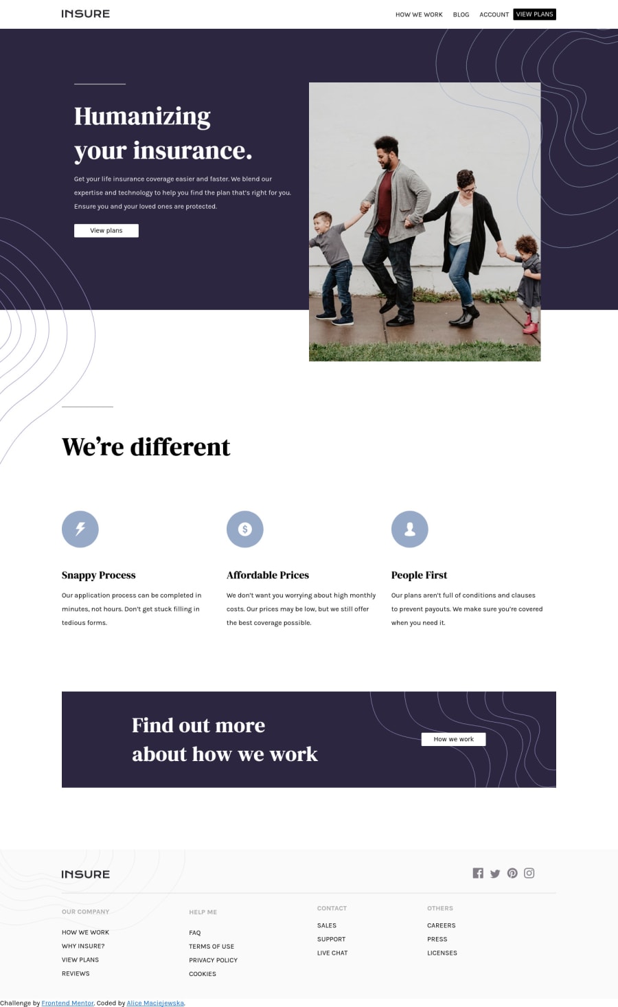 Frontend Mentor Insure Landing Page With Css Flex Layout And Vanilla