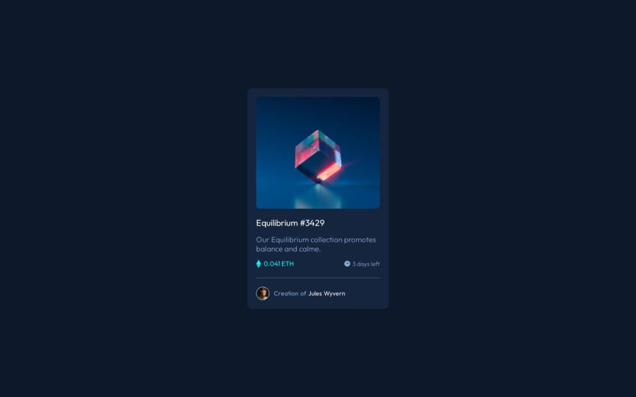 Frontend Mentor Nft Preview Card Component Using Flex Coding