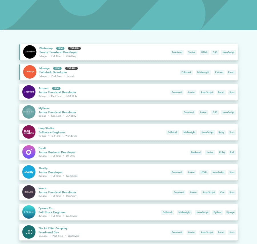 Frontend Mentor Static Job Listings Master Using Html Css And Js Coding Challenge Solution