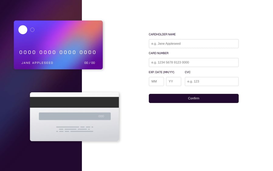 Frontend Mentor Responsive Interactive Card Details Form Using Css Javascript Coding