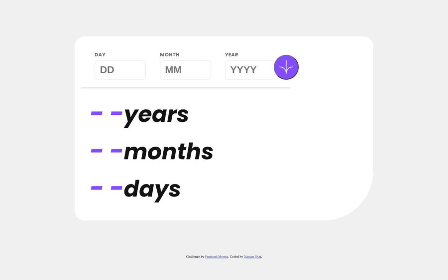 Frontend Mentor Age Calculator Using Css And Javascript Coding