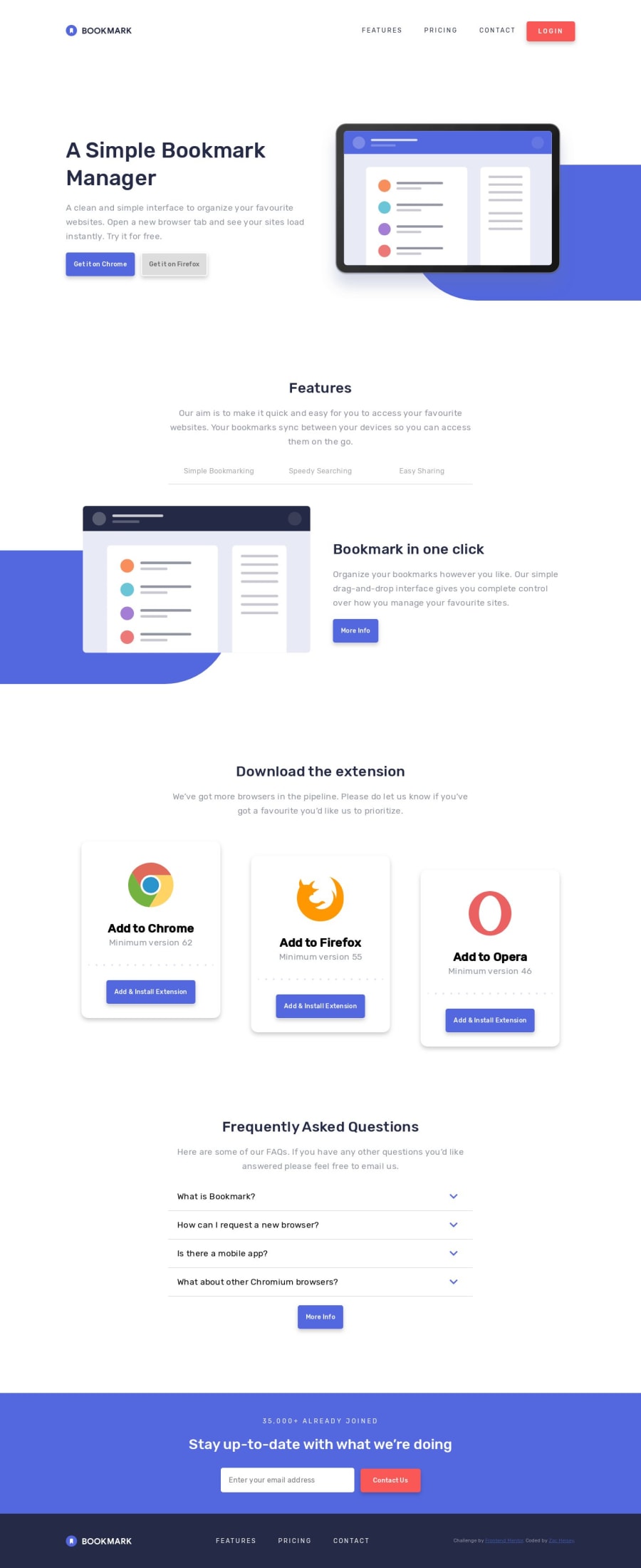 Frontend Mentor Bookmark Landing Pager Vanilla Js Html And Css Coding Challenge Solution