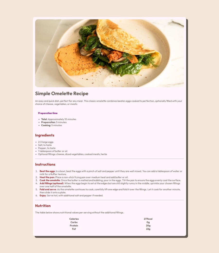 Frontend Mentor Simple Recipe Page Using Basic Fundamentals Of Html Css Coding Challenge Solution