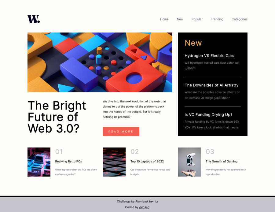 Frontend Mentor Responsive News Homepage Using Css Grid Flexbox And Jquery Coding Challenge