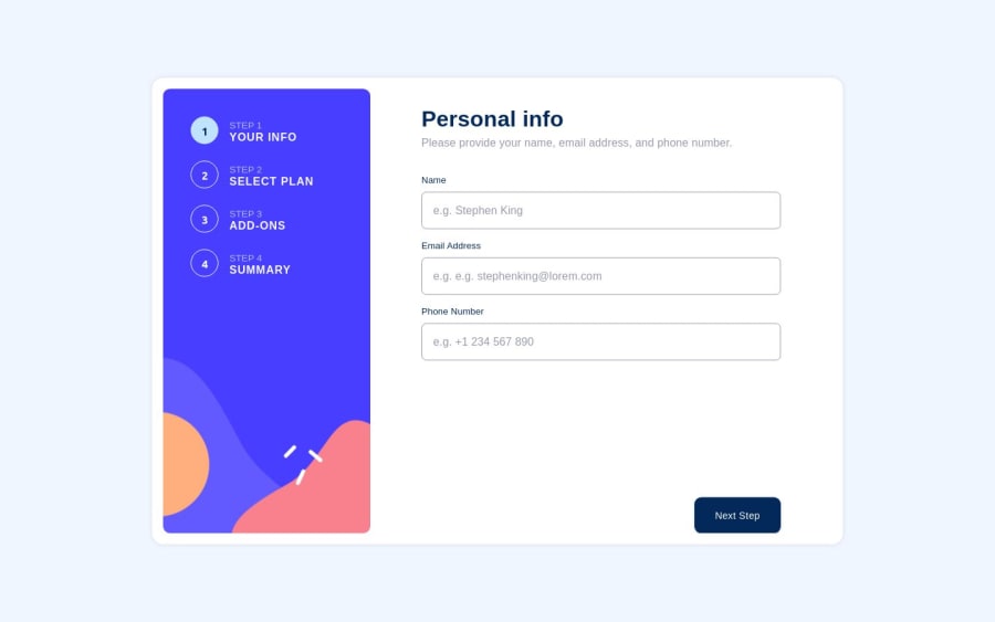 Frontend Mentor Multi Step Form With React Mui Coding Challenge Solution