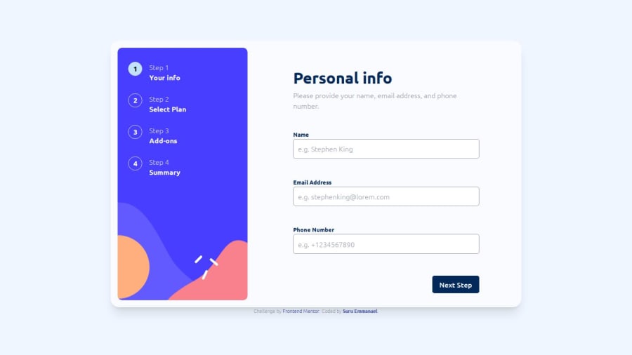 Frontend Mentor Multi Step Form Using Html Css And Vanilla Js Coding 7232