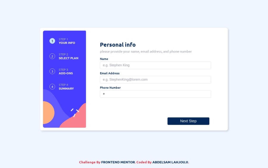 Frontend Mentor Multi Step Form Coding Challenge Solution