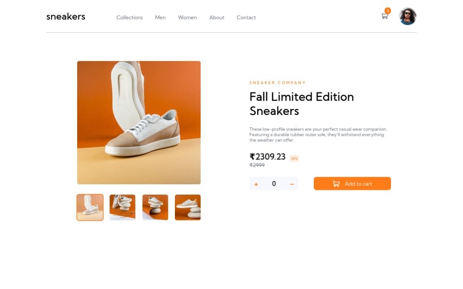 Frontend Mentor Responsive Ecommerce Product Page Using React Js