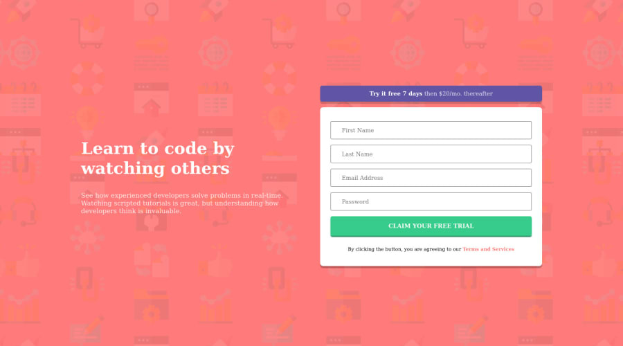 Frontend Mentor Intro Component With Signup Form Javascript Form