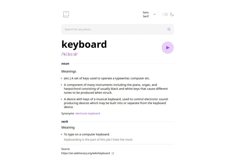 Frontend Mentor Next Js Dictionary Web App Coding Challenge Solution