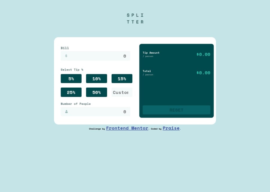 Frontend Mentor | Functional Tip Calculator coding challenge solution Frontend Mentor | Functional Tip Calculator coding challenge solution