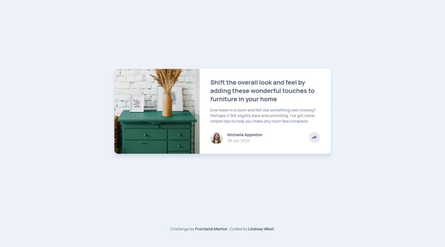 Frontend Mentor Article Preview Component With Sass And Mobile First