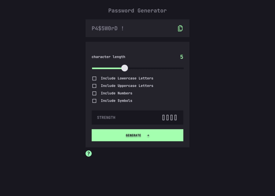 Frontend Mentor Password Generator Coding Challenge Solution