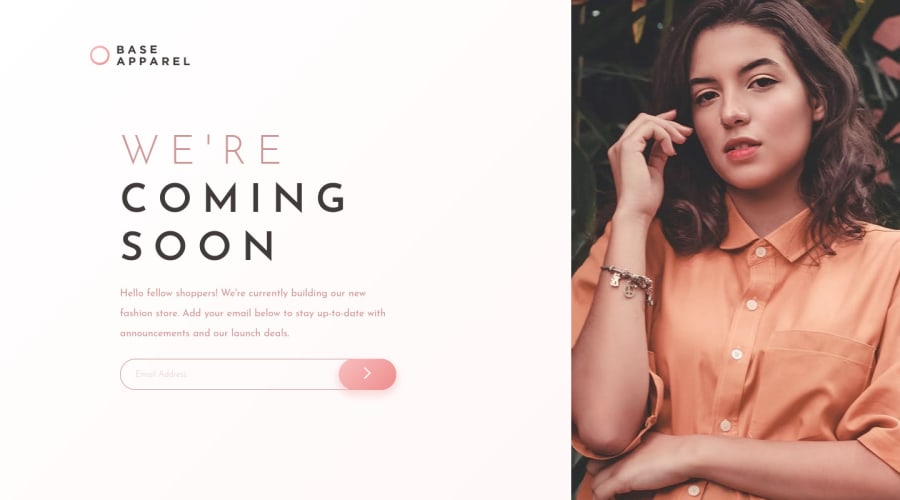 Frontend Mentor Base Apparel Coming Soon Page Built With Html Sass