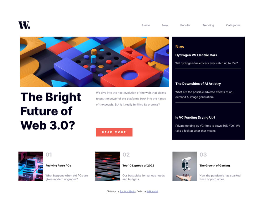 Frontend Mentor Responsive News Homepage Using Html Css Grid Css