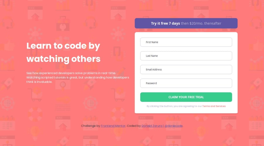 Frontend Mentor Intro Component With Sign Up Form Using Css And Js