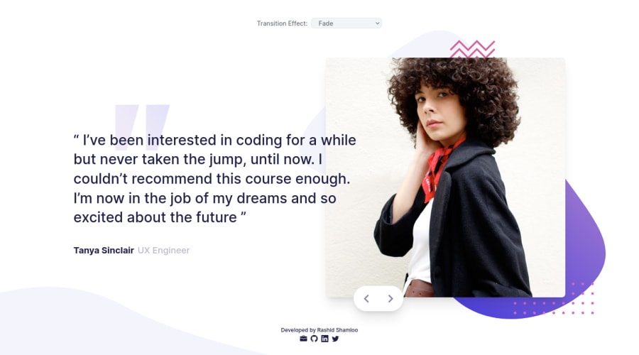 Frontend Mentor Responsive Testimonials Slider React Framer