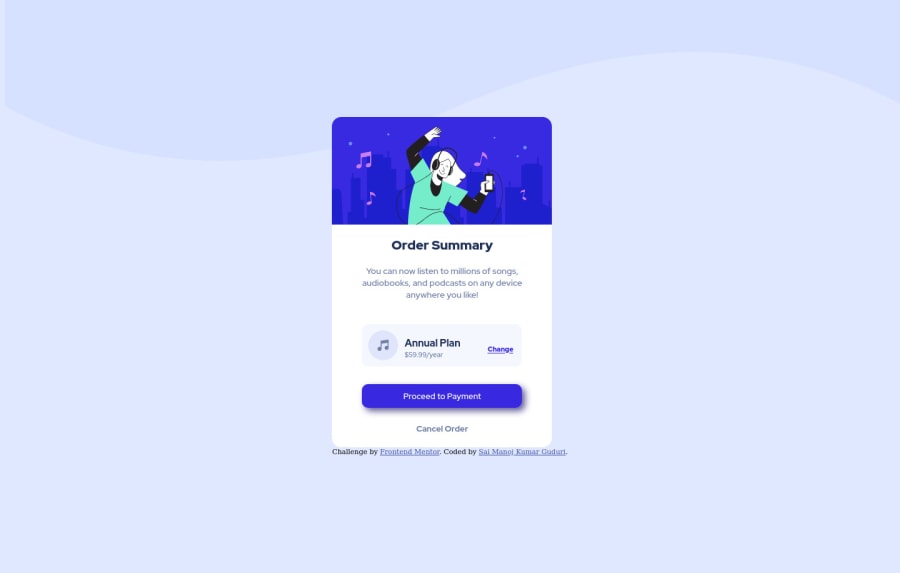 Frontend Mentor Order Summary Component Coding Challenge Solution