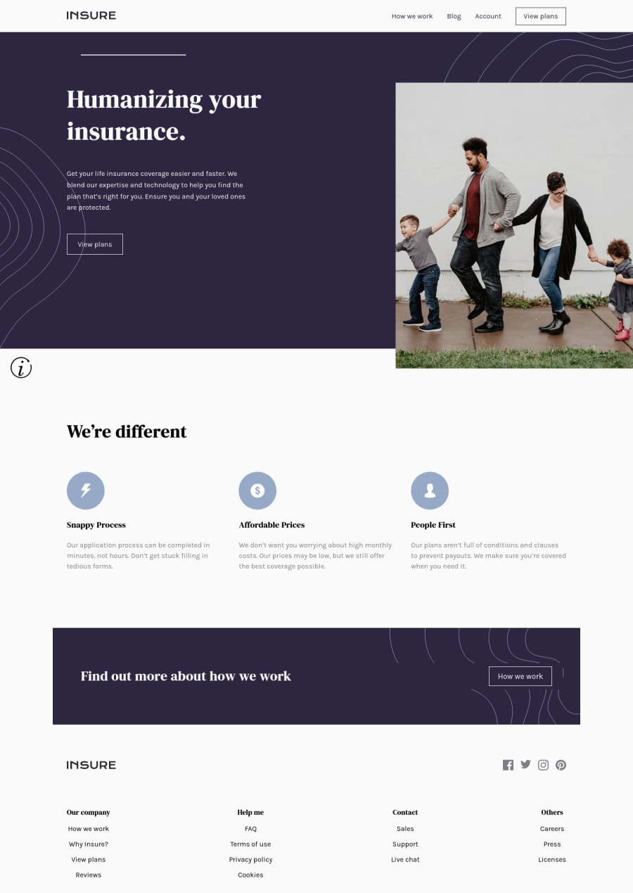 Frontend Mentor Insure Landing Page Solution Using Pure Css Flex Box Coding Challenge Solution