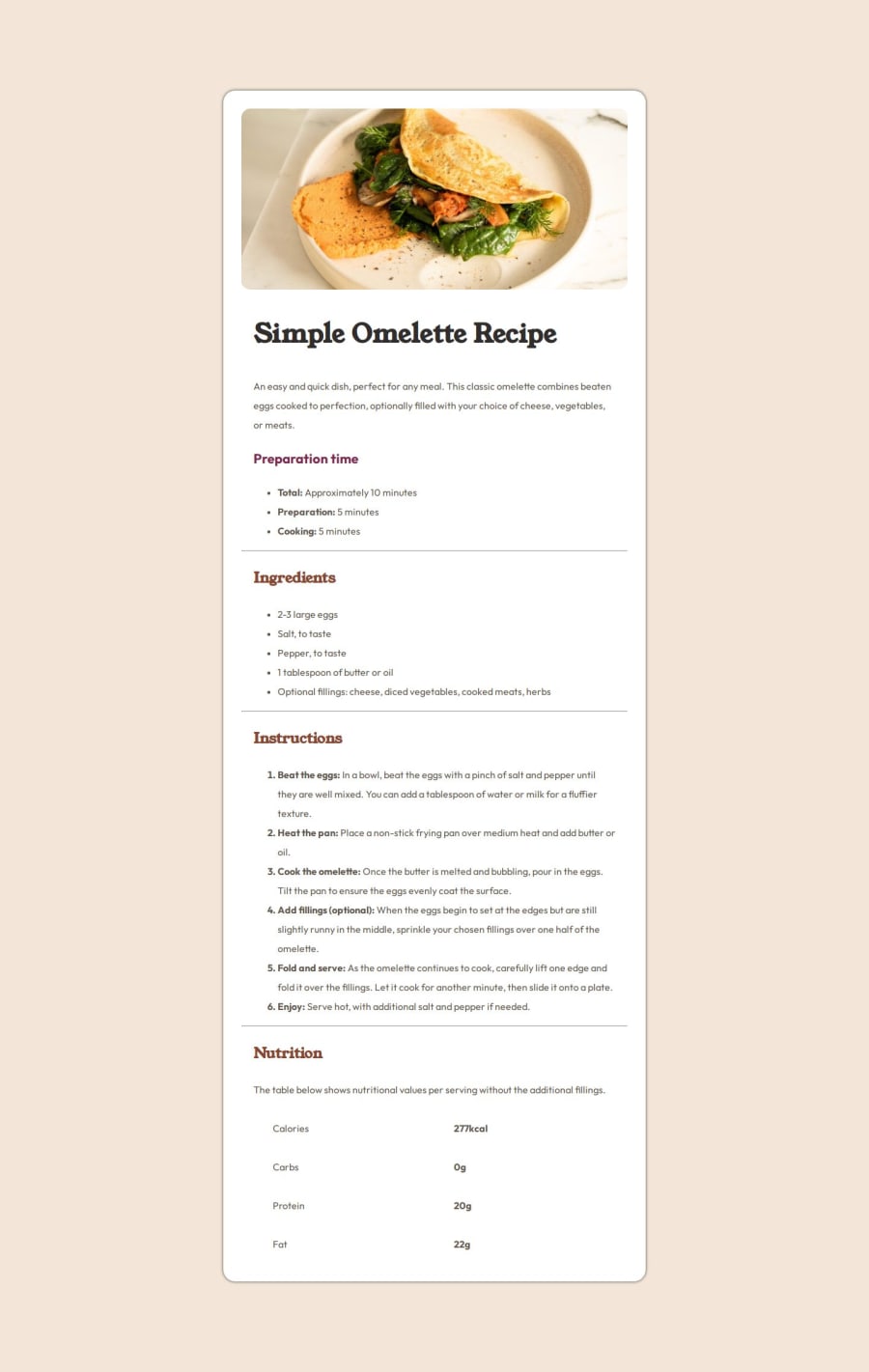 Frontend Mentor | Responsive Omelette Recipe design using CSS flexbox ... Frontend Mentor | Responsive Omelette Recipe design using CSS flexbox ...