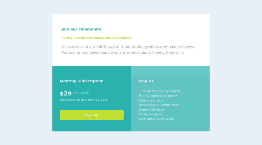 Frontend Mentor Single Price Grid Component Using Html And Css Coding Challenge Solution