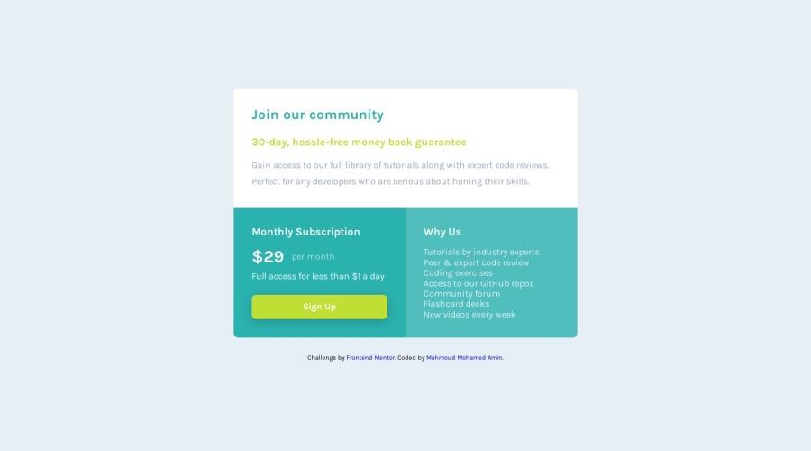 Frontend Mentor Responsive Single Price Component Using Css Grid And Flexbox Coding Challenge