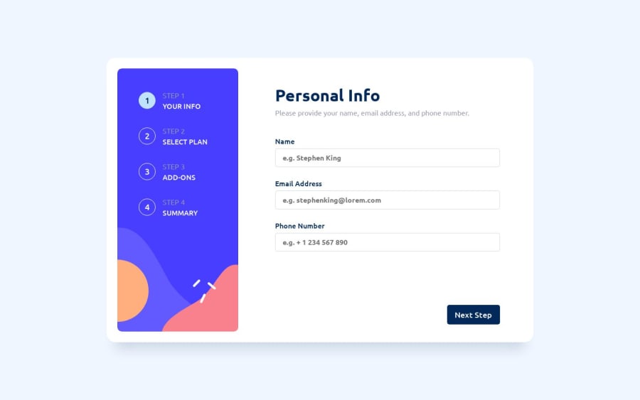 Frontend Mentor Multi Step Form Coding Challenge Solution