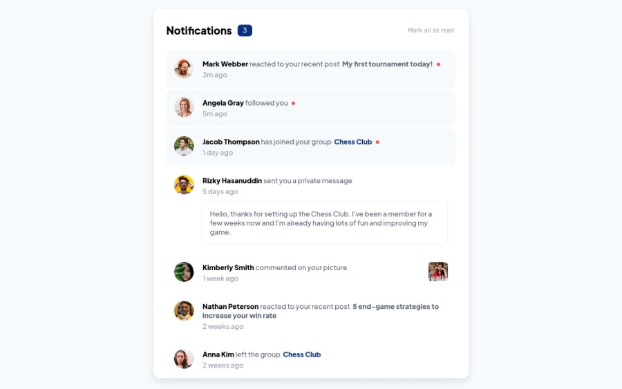Frontend Mentor | Notifications page using React and CSS Modules coding ... Frontend Mentor | Notifications page using React and CSS Modules coding ...