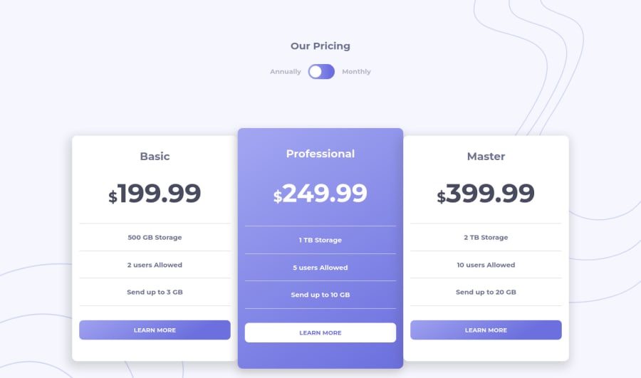 Frontend Mentor Pricing Component With Toggle Solution Using React