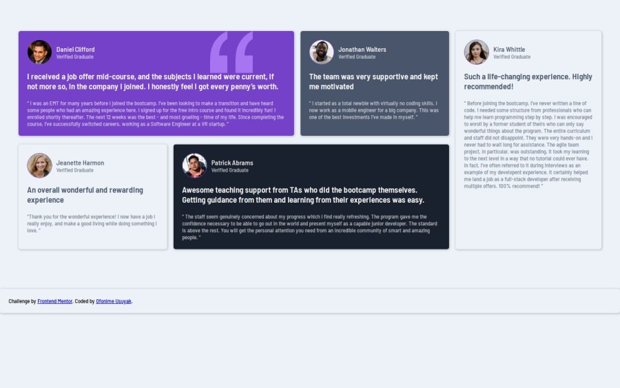 Frontend Mentor Testimonials Done With Css Flexbox And Html Coding