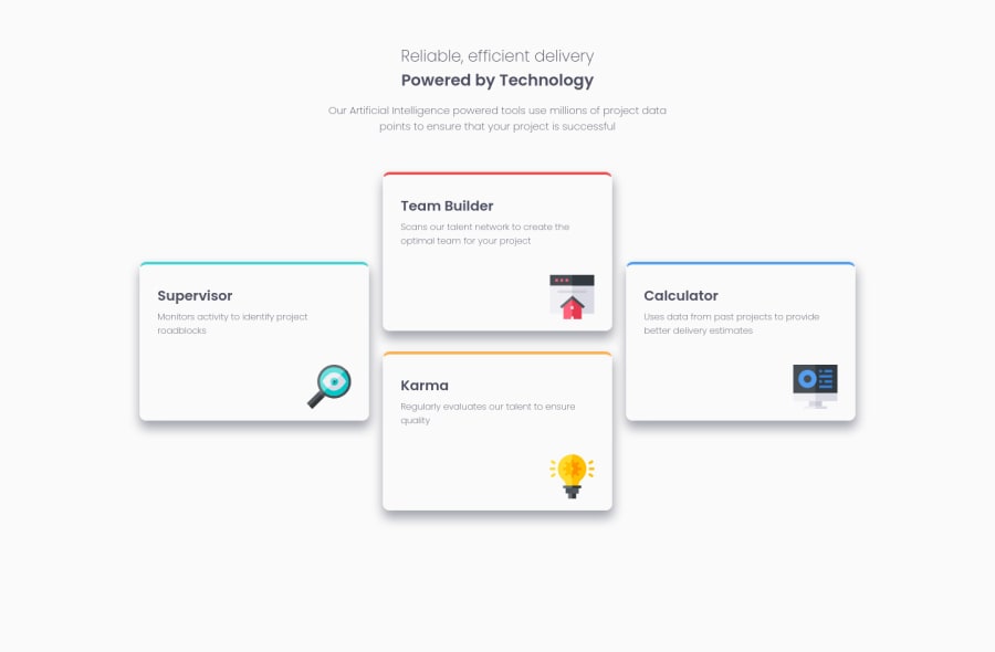 Frontend Mentor Responsive Four Card Section Using Grid Flexbox