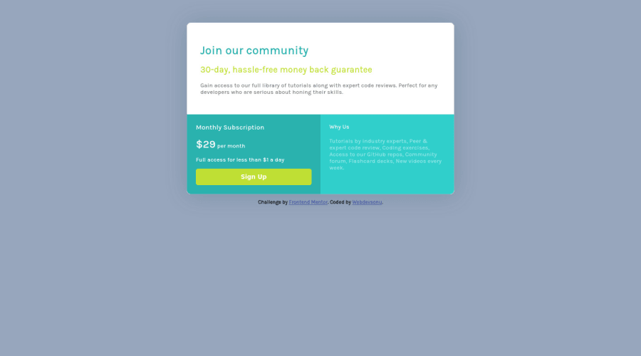 Frontend Mentor Single Price Grid Component Made With Html And Css Grid Coding Challenge Solution 4364