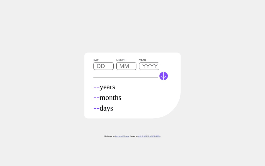 Frontend Mentor Age Calculator App Using Html Css And Javascript