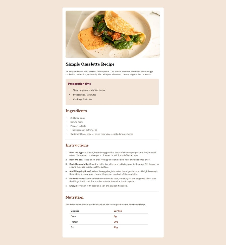 Frontend Mentor Responsive Recipe Using Html And Css Coding Challenge Solution