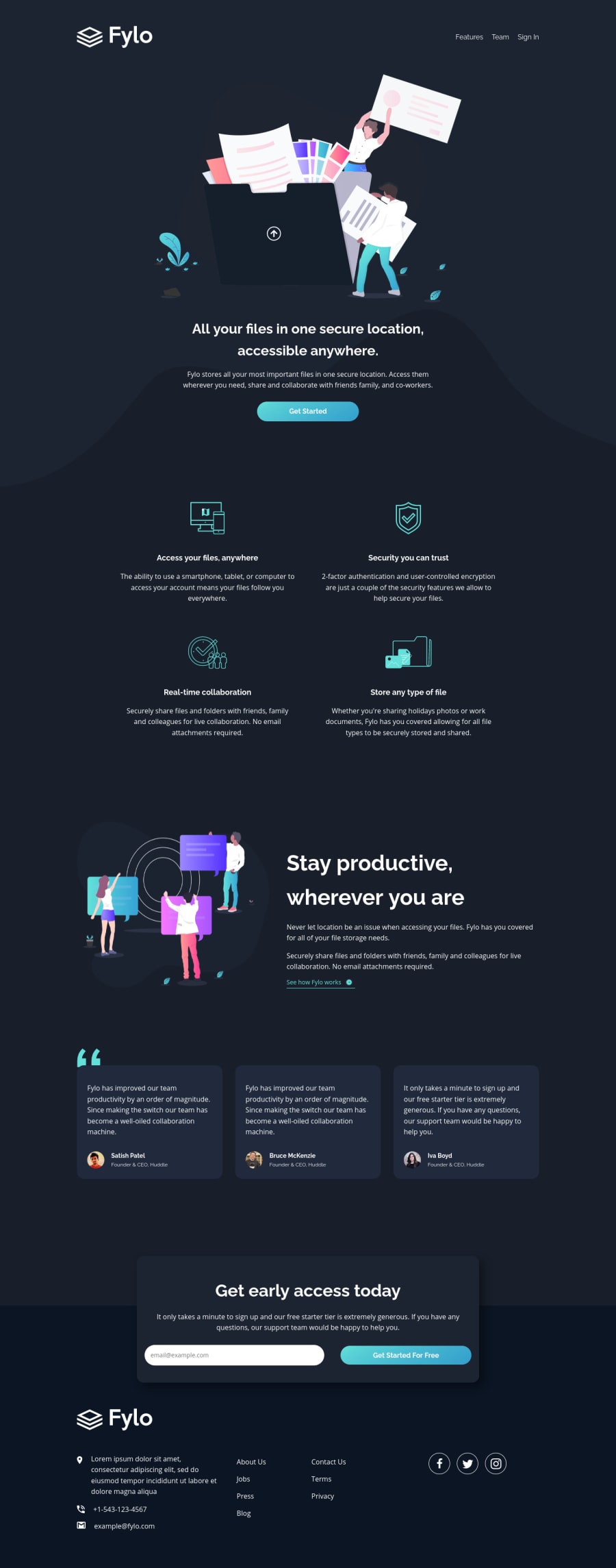 Frontend Mentor Fylo Dark Theme Landing Page Html5 Css3 Sass Coding