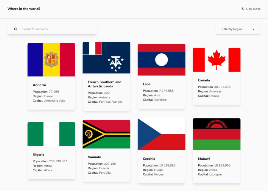 Frontend Mentor Countries App Using Tailwind Css And React Js Coding