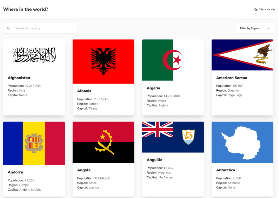 Frontend Mentor Rest Countries App Using Sveltekit And Tailwind Css