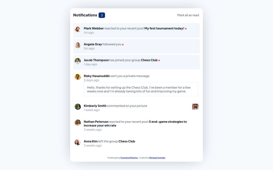 Frontend Mentor Notifications Page Using Vanilla Html Css And Js Coding Challenge Solution