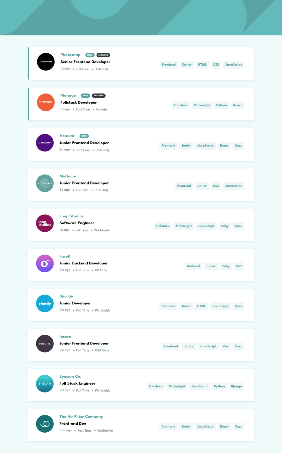 Frontend Mentor Job Listings With Filtering Using Html Css And Vanilla Js Coding Challenge
