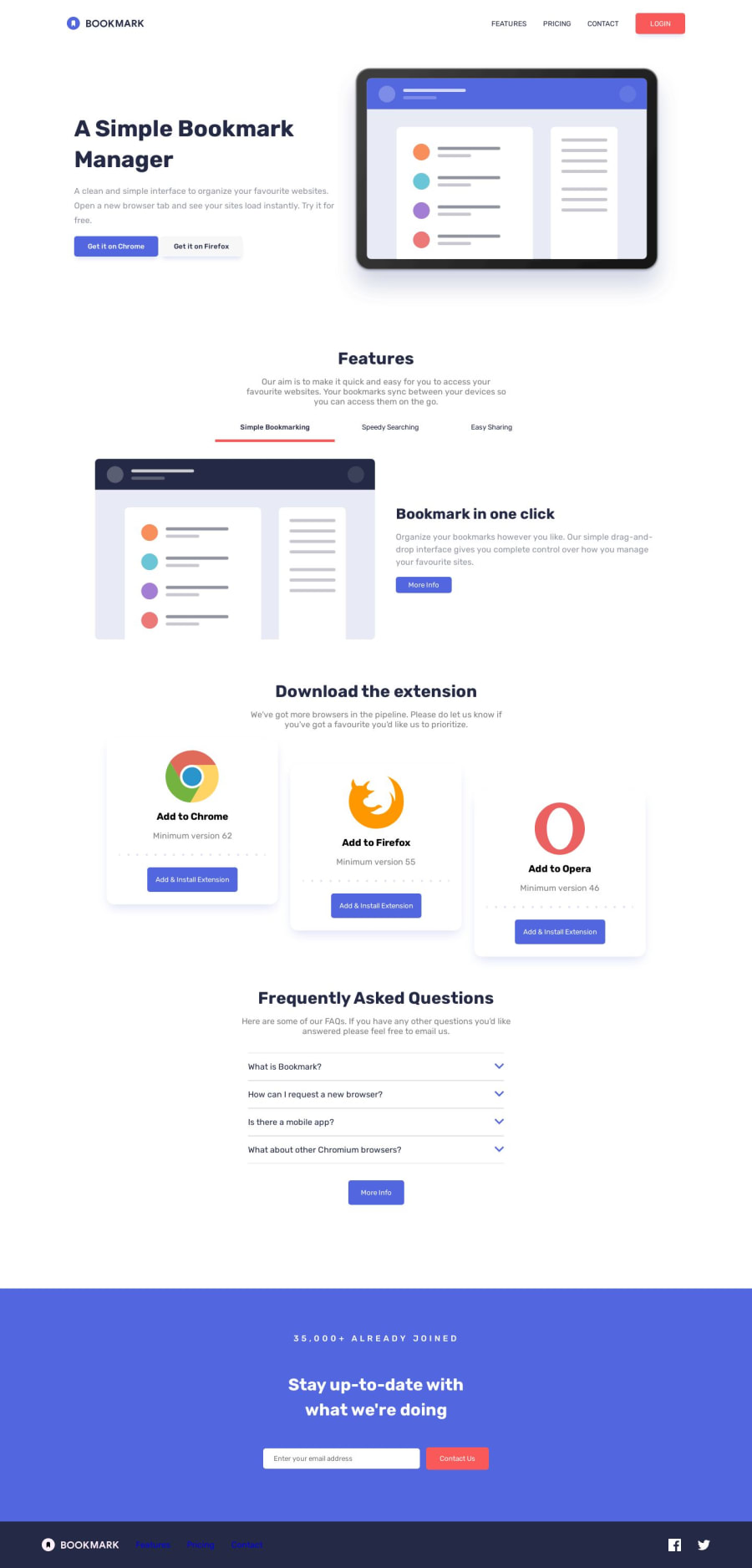 Frontend Mentor Responsive Bookmark Landing Page Using Css Flexbox Html Vanilla Js Coding