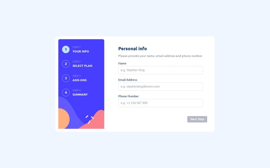 Frontend Mentor Multi Step Form Using React Coding Challenge Solution