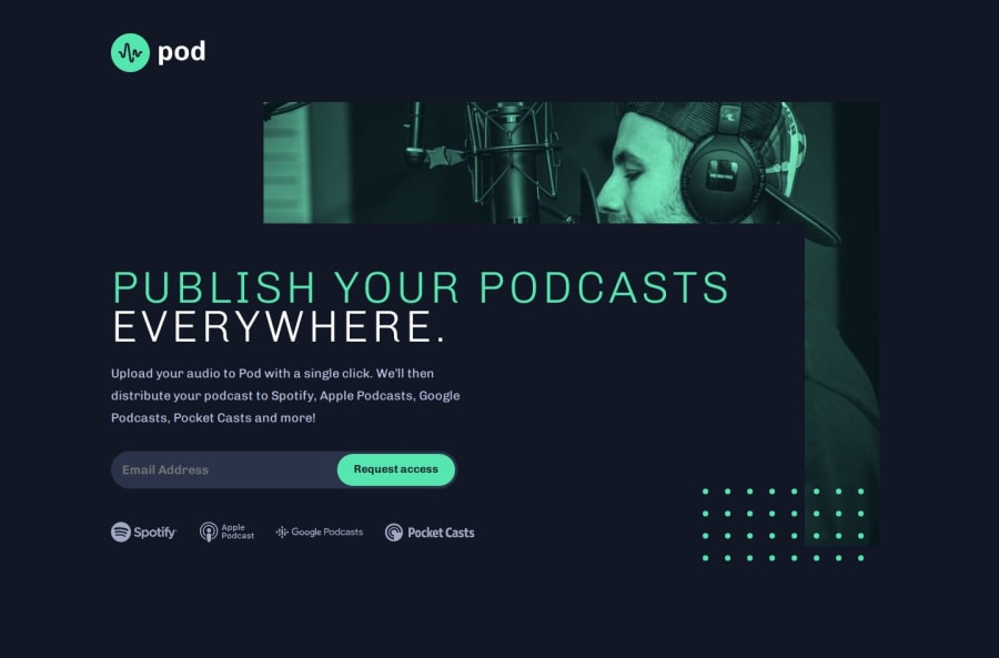 Frontend Mentor Pod Request Access Landing Page With Vanila Scss And Js Coding Challenge Solution
