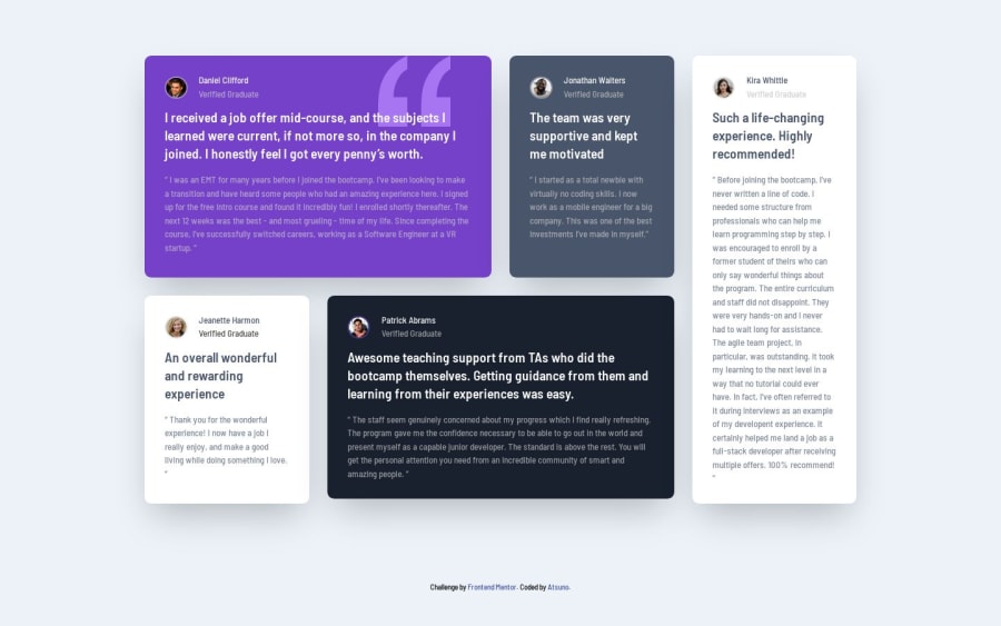 Frontend Mentor | tailwind Testimonials grid section coding challenge ... Frontend Mentor | tailwind Testimonials grid section coding challenge ...