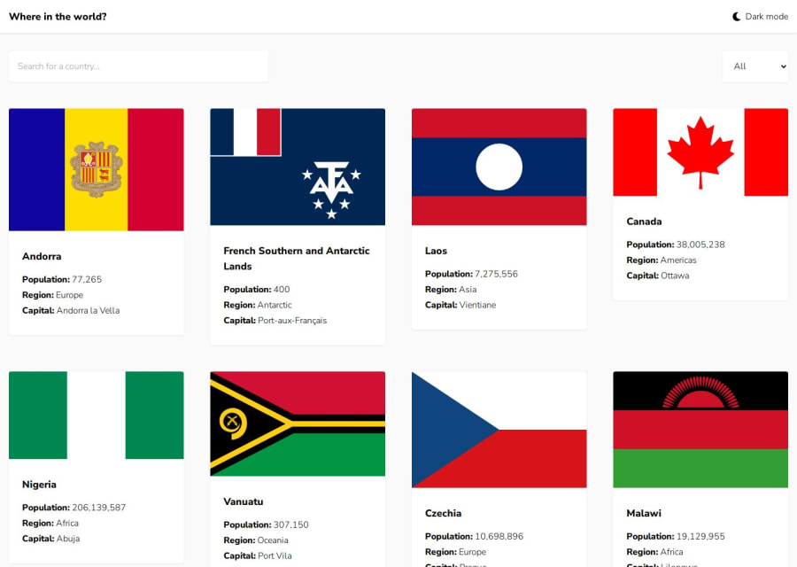 Frontend Mentor Rest Countries Api Site Made With Tailwind Css And