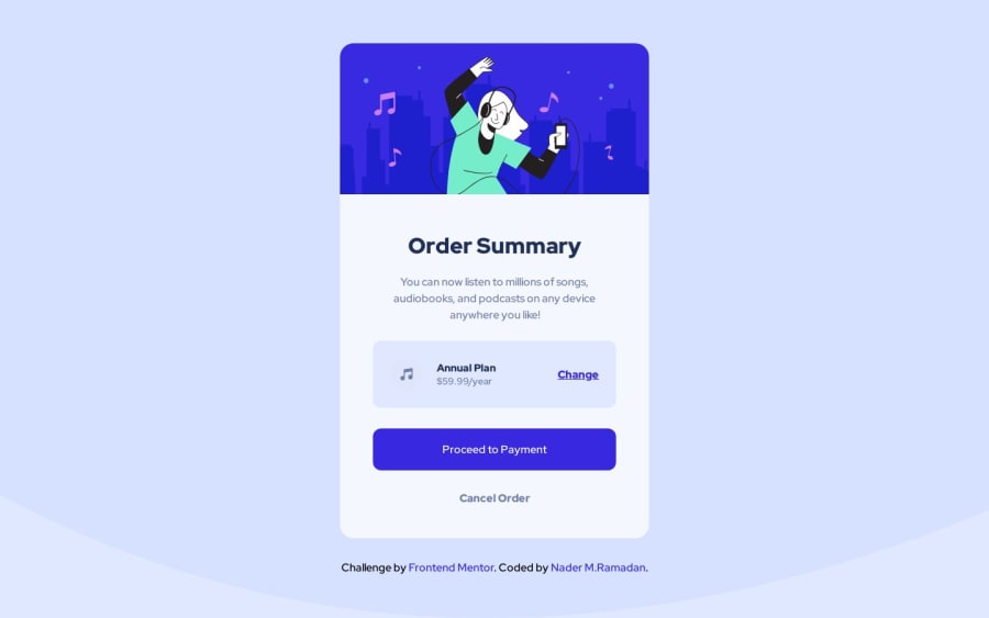 Frontend Mentor Order Summary Component Coding Challenge Solution