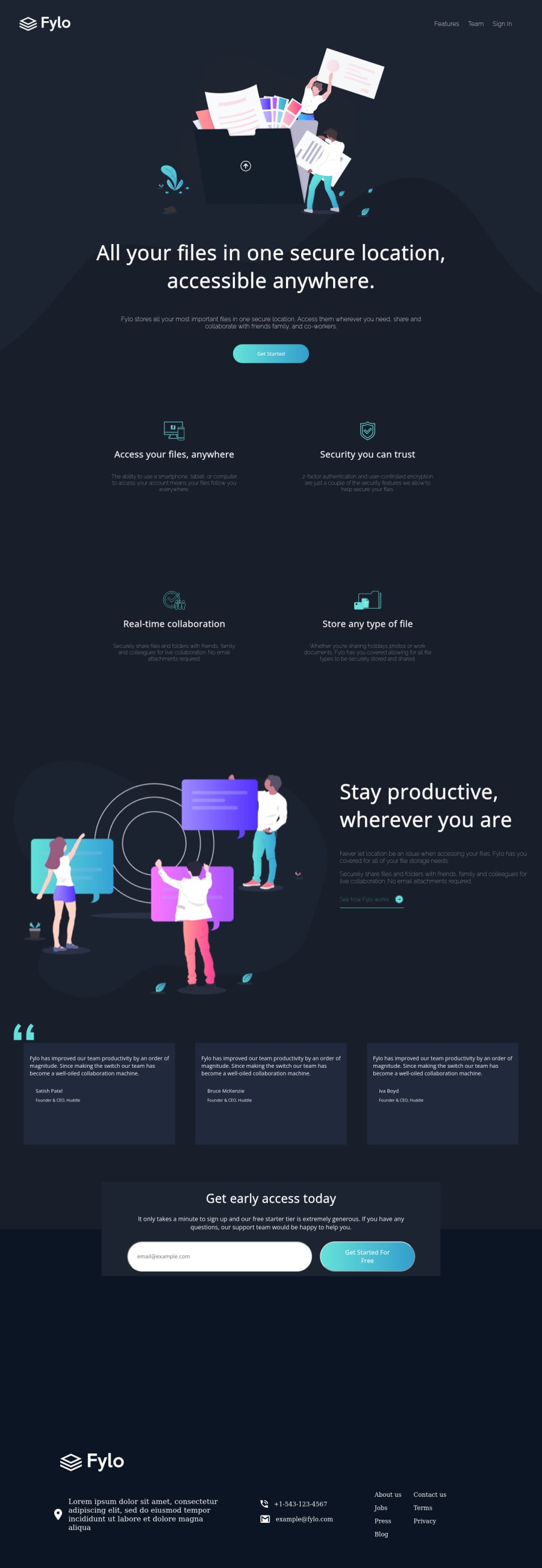 Frontend Mentor Fylo Dark Theme Landing Page With Html And Css Coding